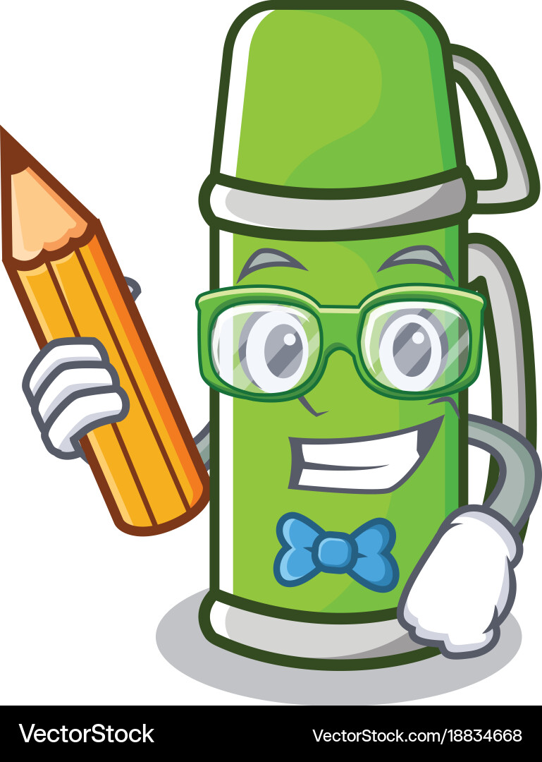 Student thermos character cartoon style Royalty Free Vector