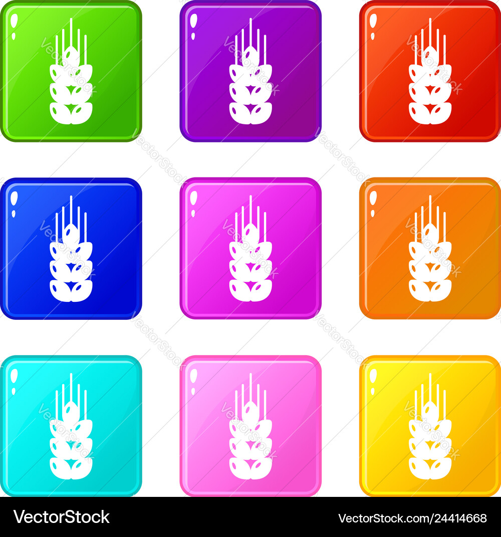 Wheat icons set 9 color collection Royalty Free Vector Image