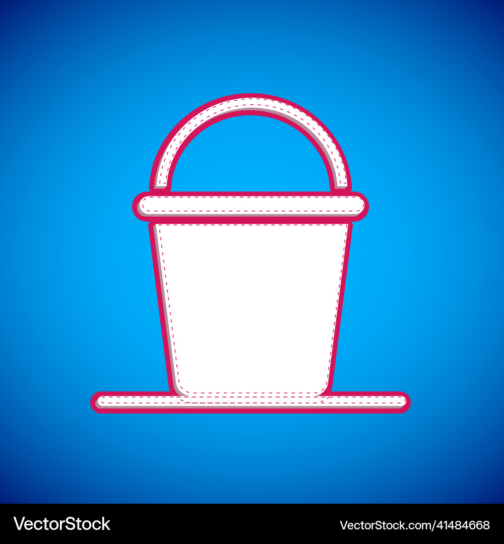 White bucket icon isolated on blue background Vector Image