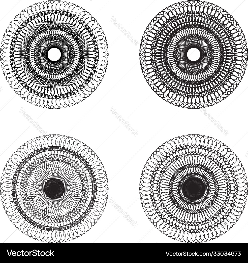 Black and white color spirograph set on white Vector Image