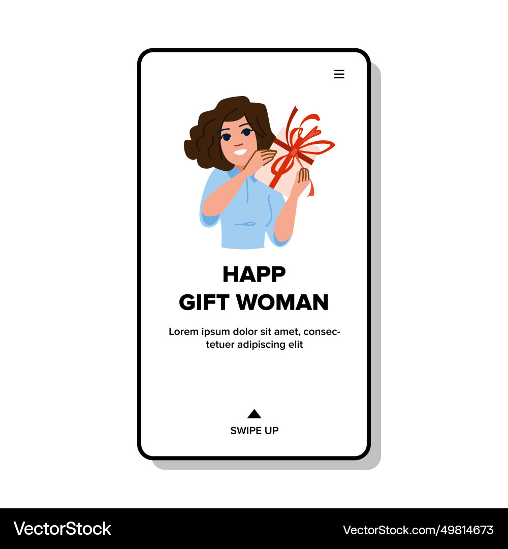Box happy gift woman Royalty Free Vector Image