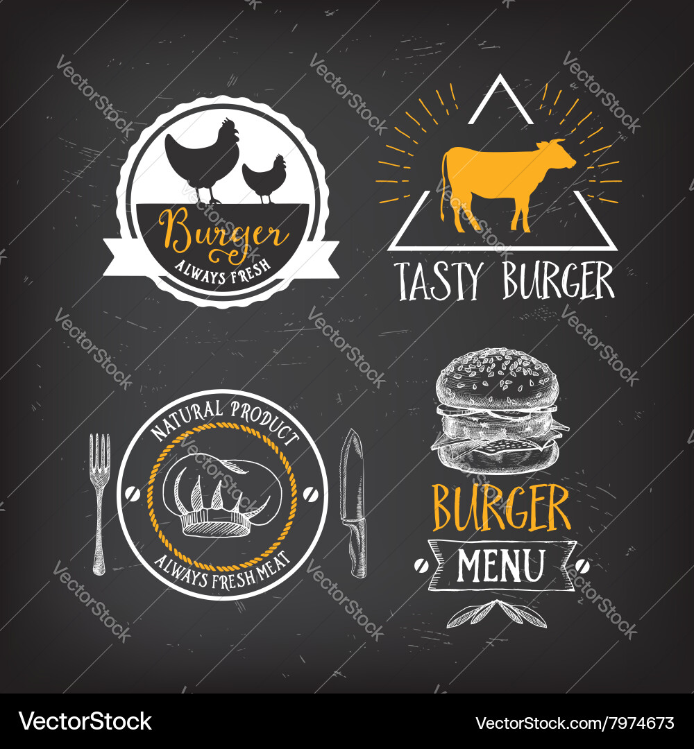 Burger menu restaurant badges fast food design Vector Image