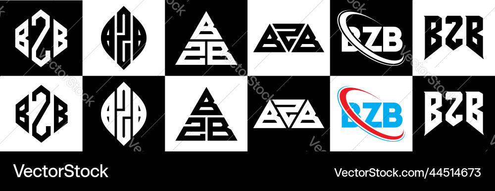 Bzb letter logo design in six style polygon Vector Image