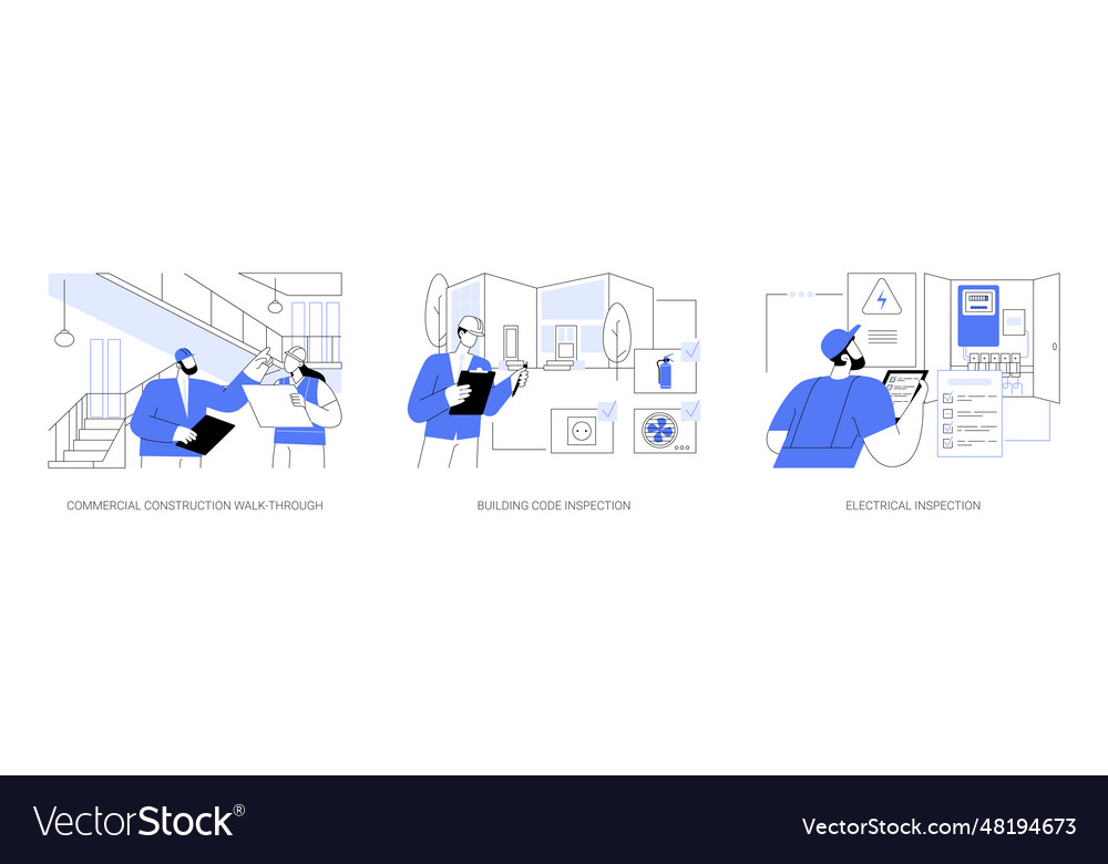 Commercial construction progress inspection Vector Image