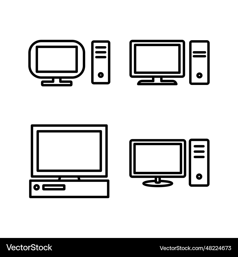 Computer icon computer monitor icon Royalty Free Vector
