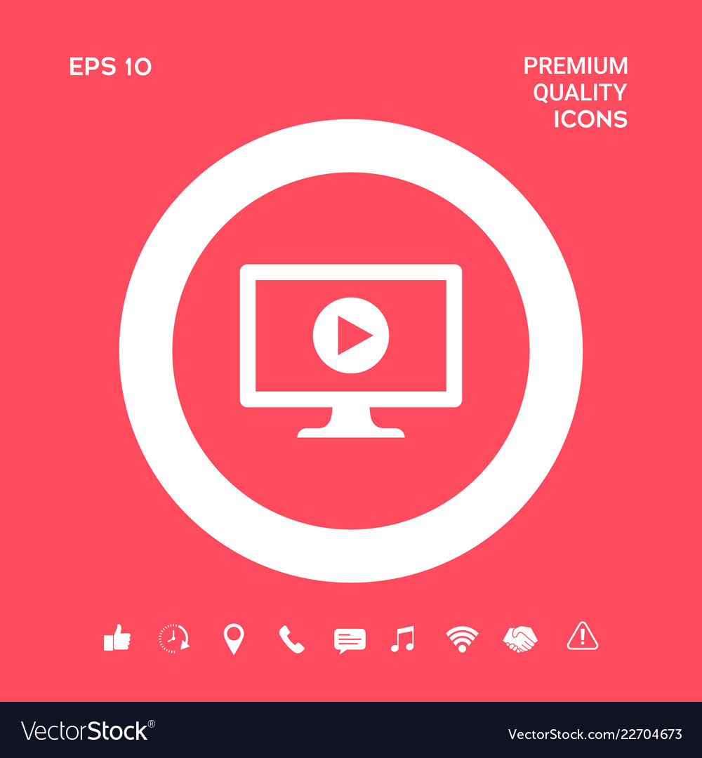 Computer with play button icon graphic elements Vector Image