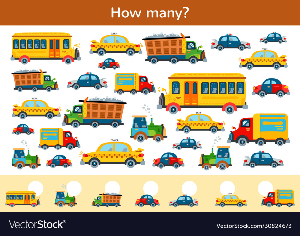 Counting children game toy transport set Vector Image