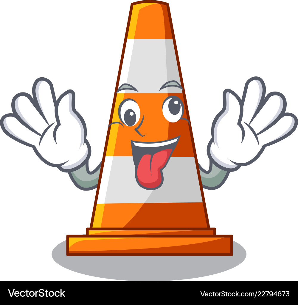 Crazy on traffic cone against mascot argaet Vector Image