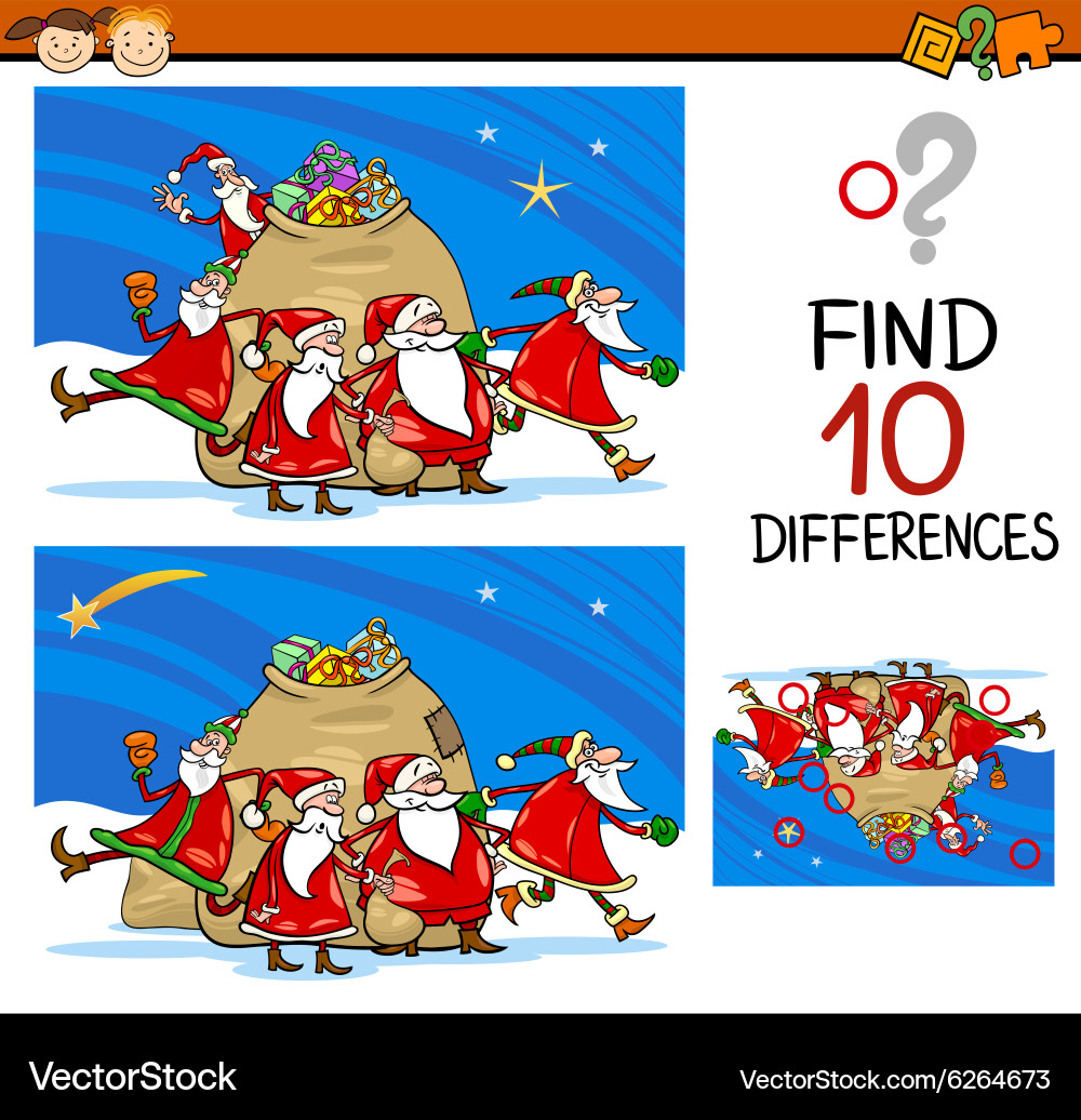 Find differences cartoon task Royalty Free Vector Image