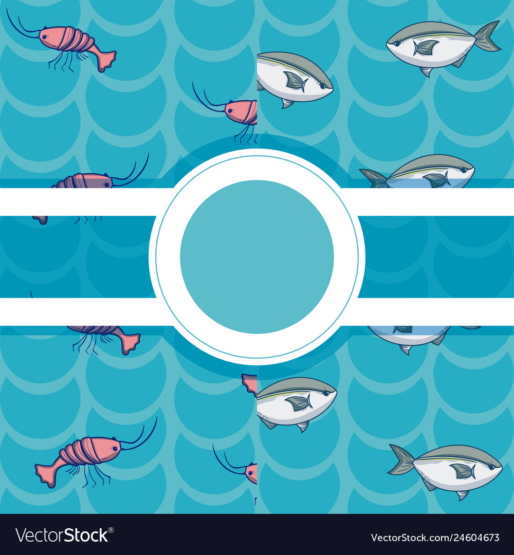 Fish pattern blue background Royalty Free Vector Image