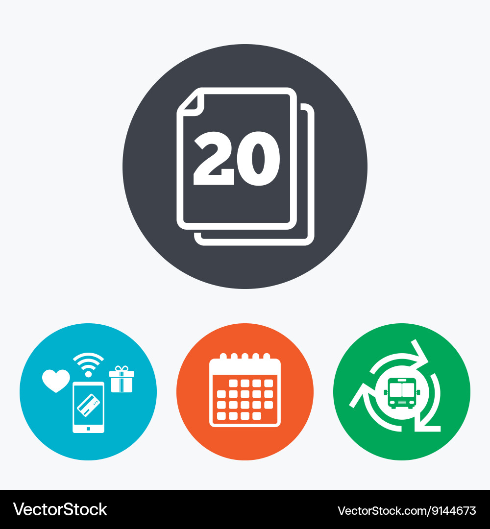 In pack 20 sheets sign icon 20 papers symbol Vector Image