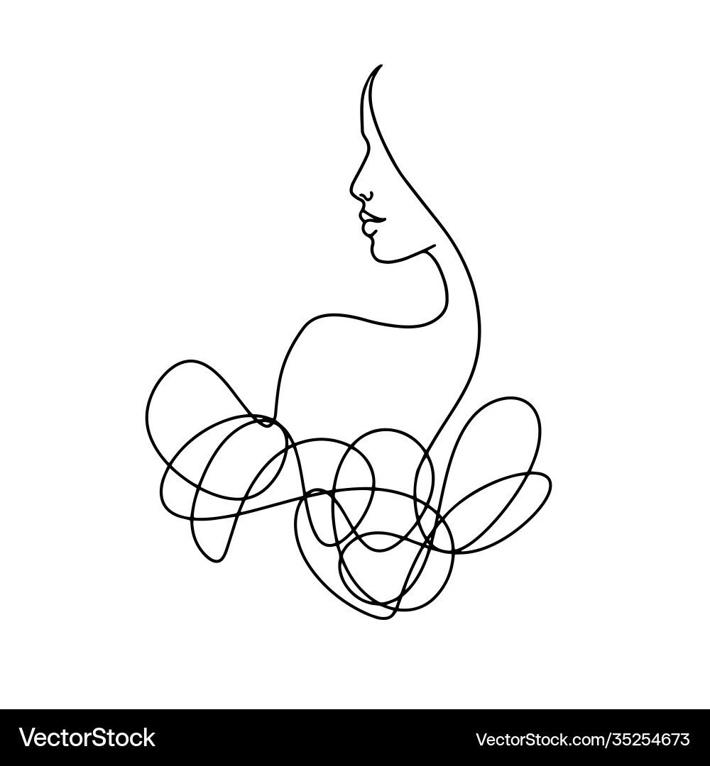 Line drawing a beautiful woman 9 Royalty Free Vector Image