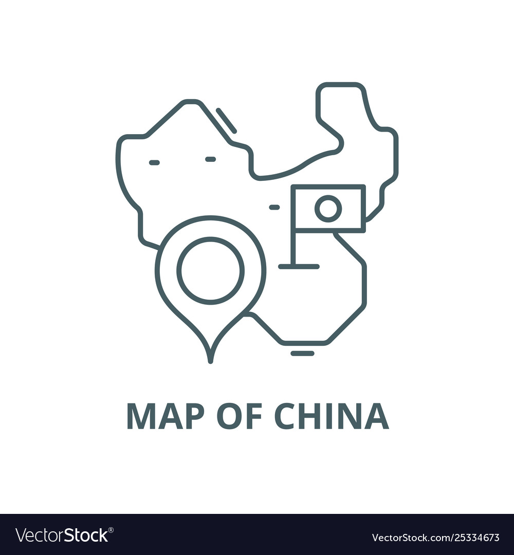 Map china line icon linear concept Royalty Free Vector Image