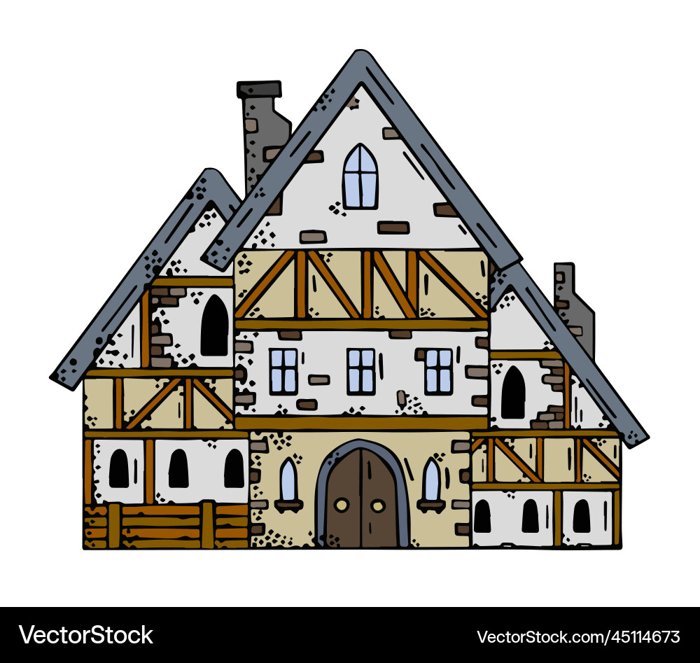 Medieval house village building Royalty Free Vector Image