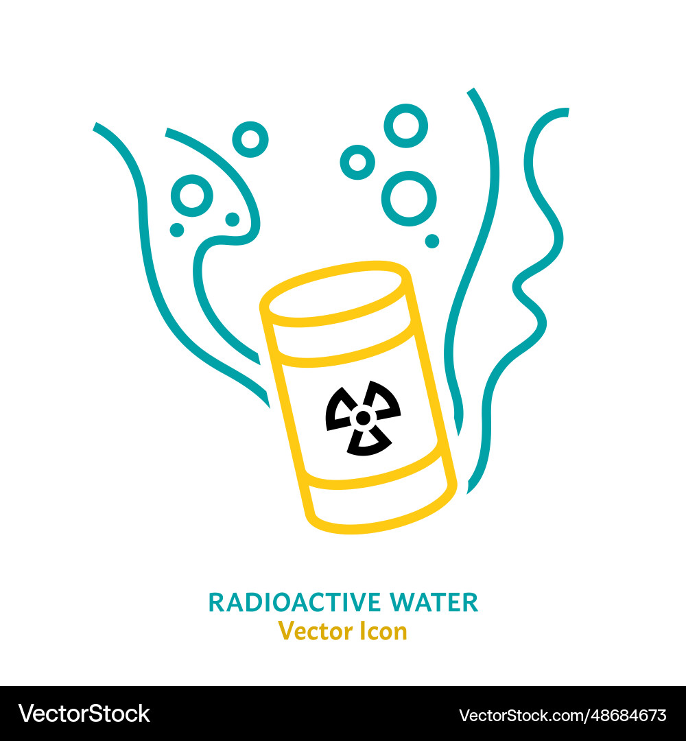 Radioactive water linear sign pictogram symbol Vector Image