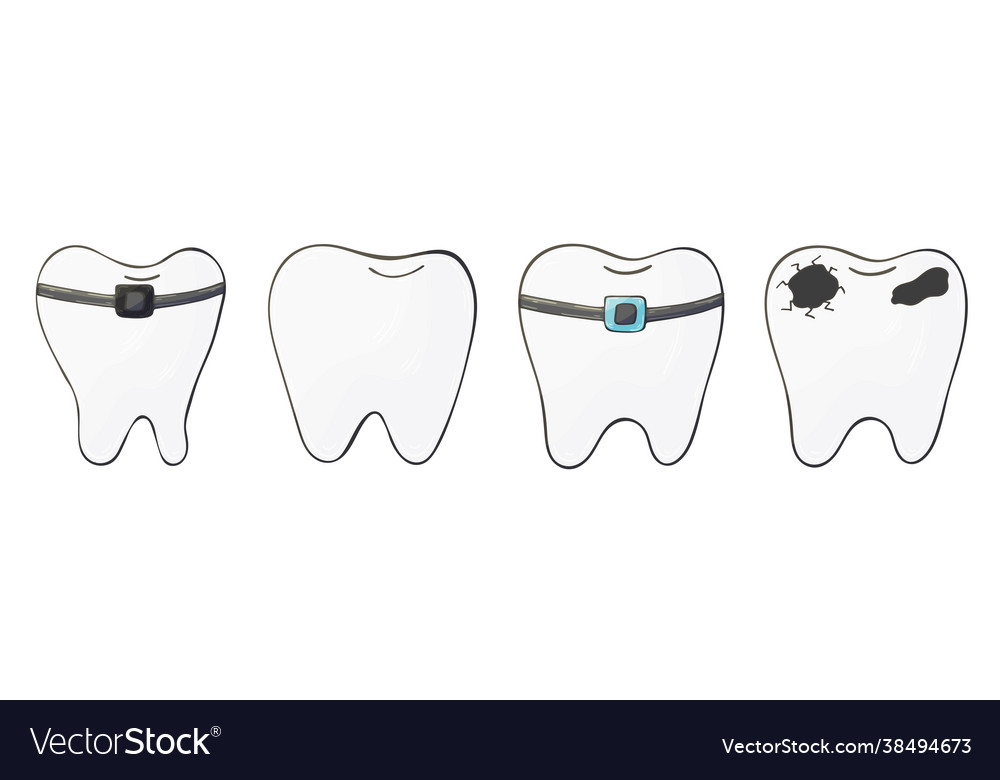 Rectangular flyer banner set teeth in hand Vector Image