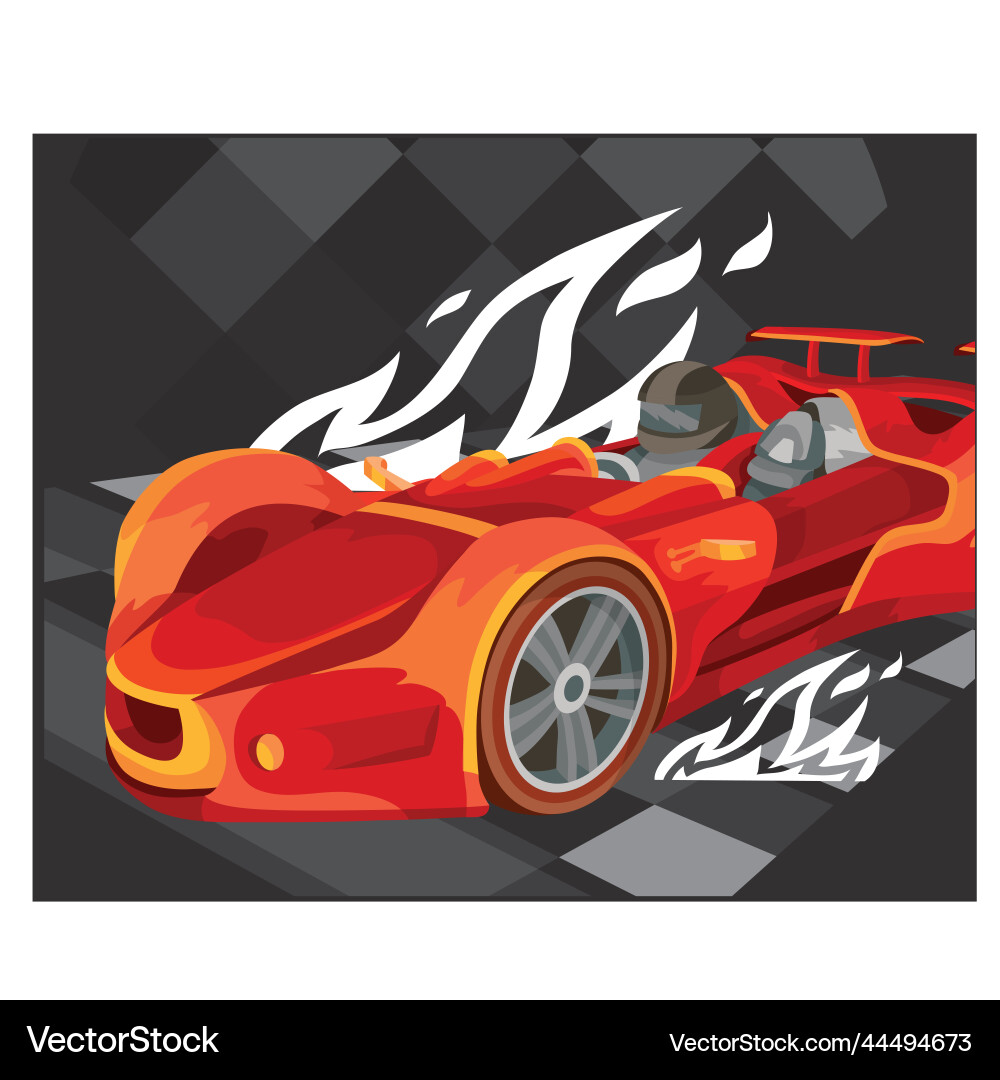Red beautiful big car on a gray stylized Vector Image