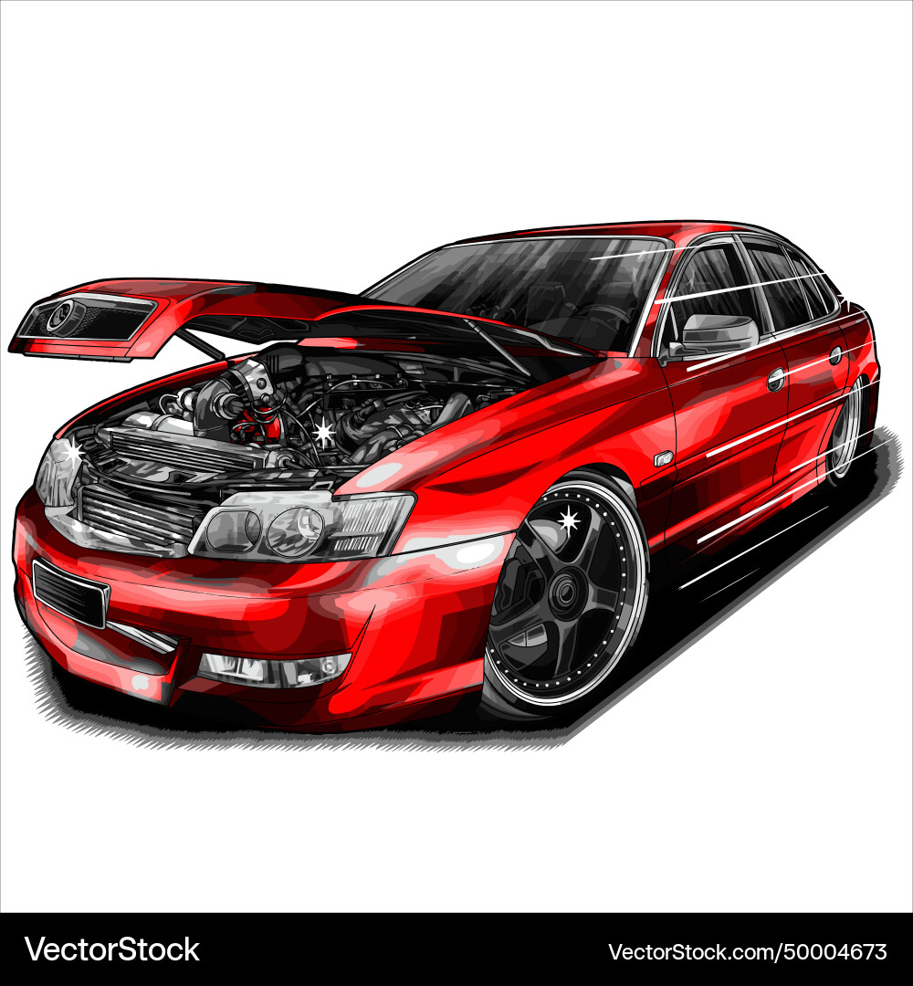Red drag racing car with black strip Royalty Free Vector