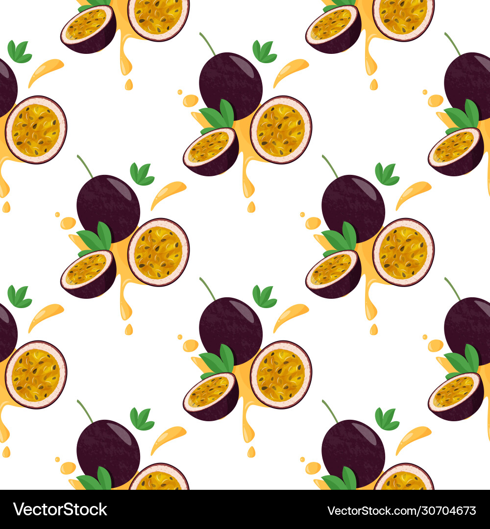 Seamless pattern with whole passion fruit Vector Image