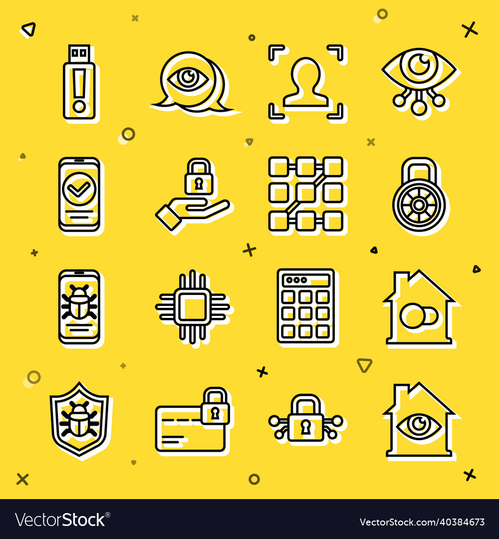 Set line house with eye scan smart home safe Vector Image Set line house with eye scan smart home safe Vector Image