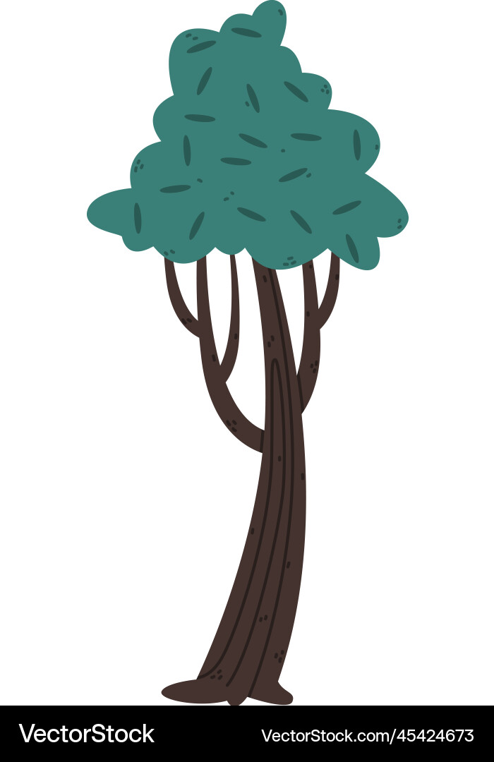 Tree with trunk and lush green crown growing Vector Image