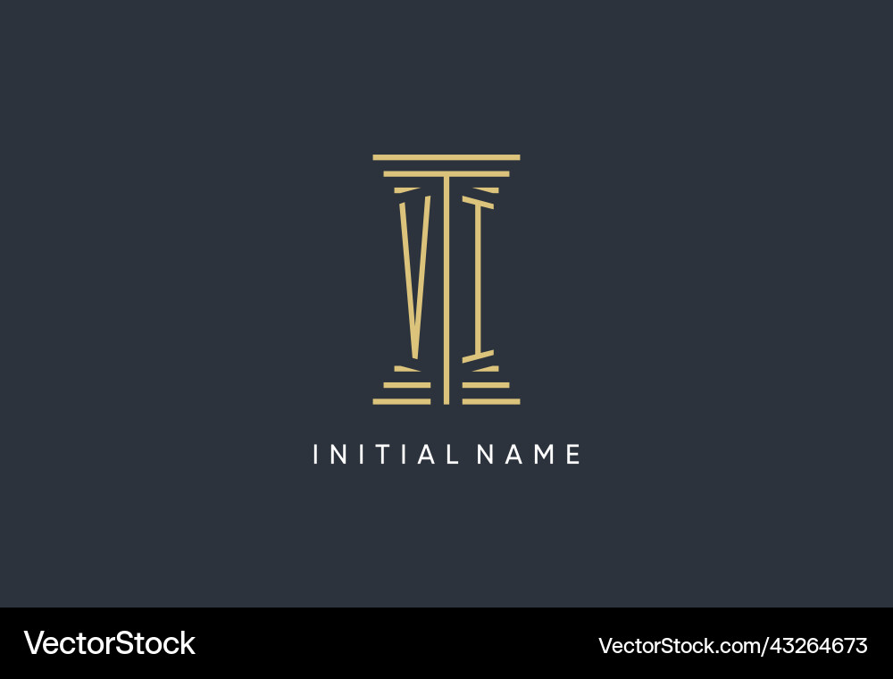 Vi initial monogram with pillar shape logo design Vector Image