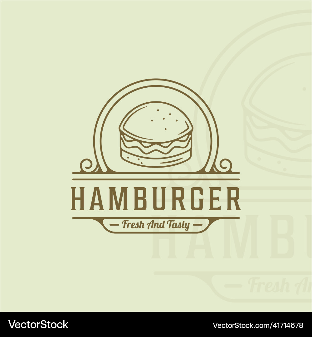 Burger or hamburger logo line art simple Vector Image