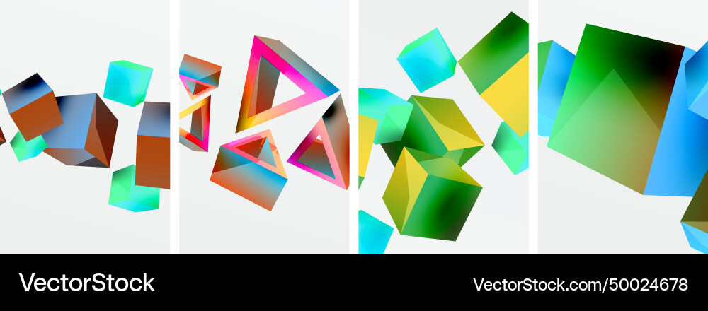 Composition of 3d cubes and other geometric Vector Image