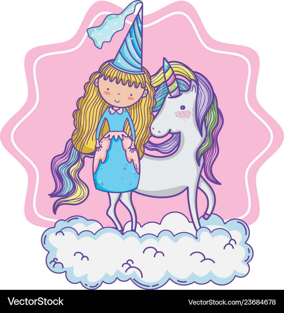 Cute magic princess cartoon Royalty Free Vector Image