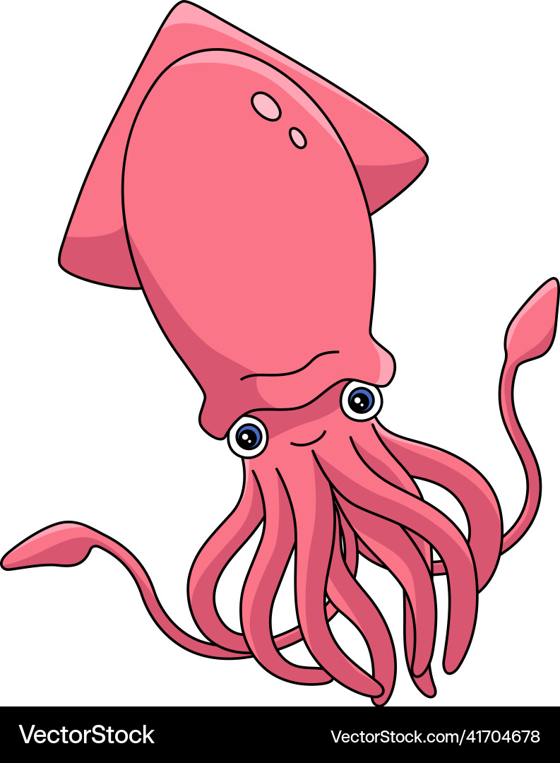 Giant squid cartoon colored clipart Royalty Free Vector