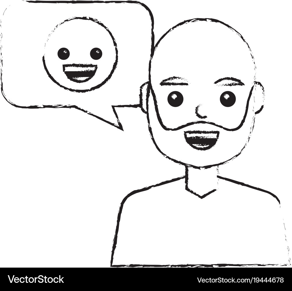 Man with smile emoticon in speech bubble Vector Image