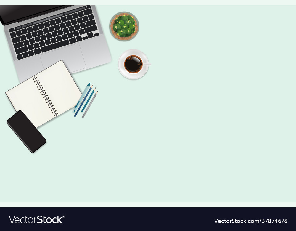 Realistic workspace elements workplace Royalty Free Vector