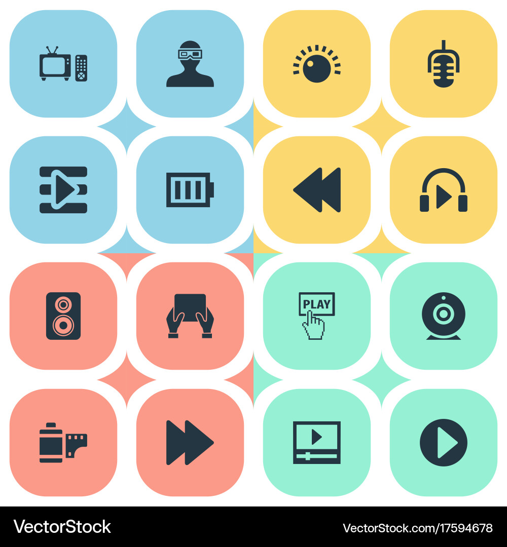 Set of simple multimedia icons Royalty Free Vector Image