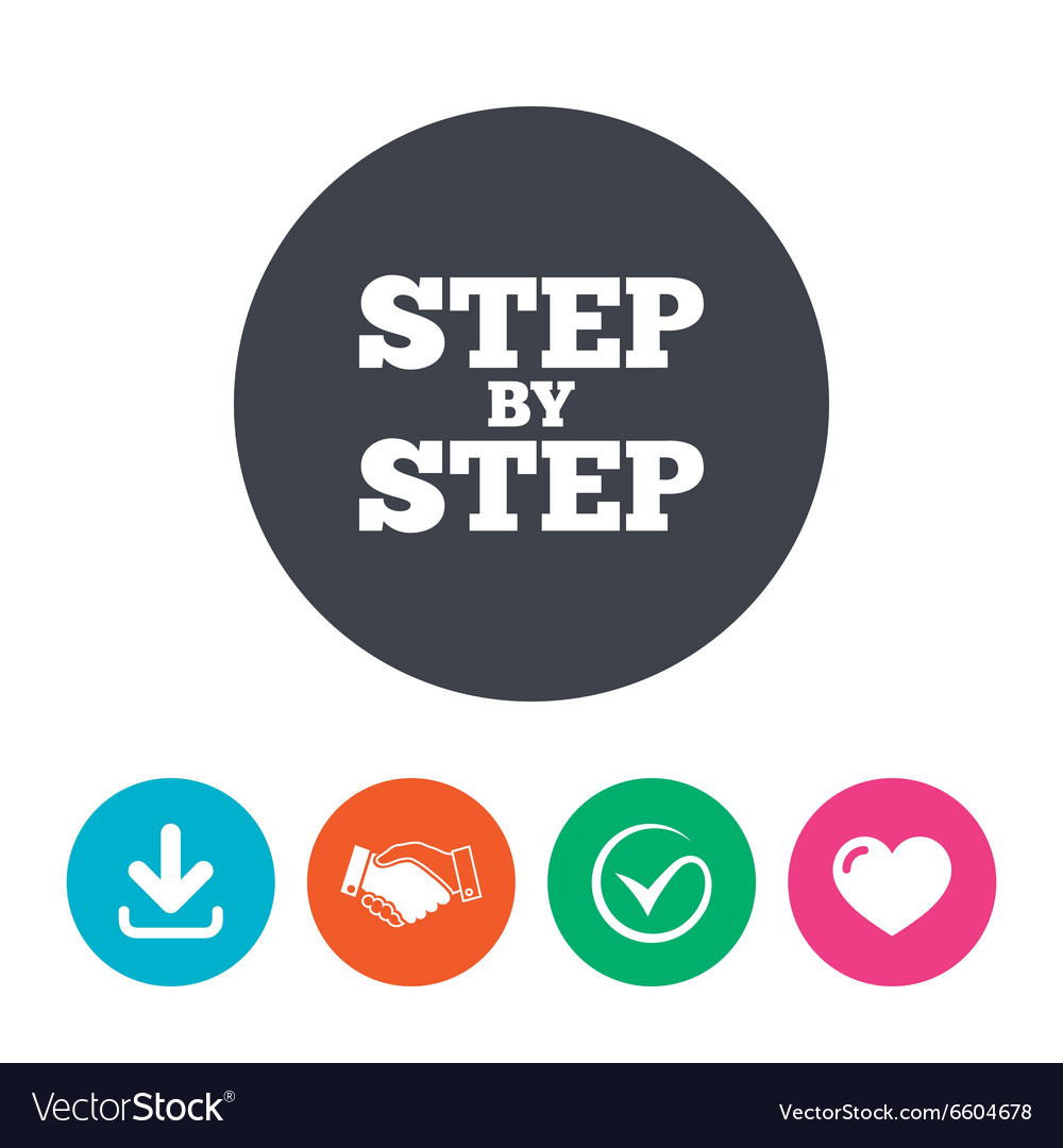 Step by sign icon instructions symbol Royalty Free Vector