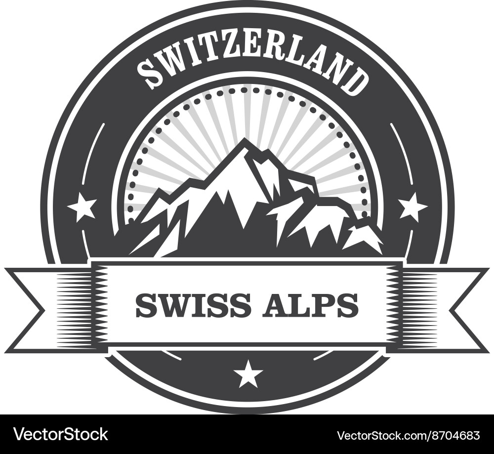 Alps mountains stamp - switzerland label Vector Image