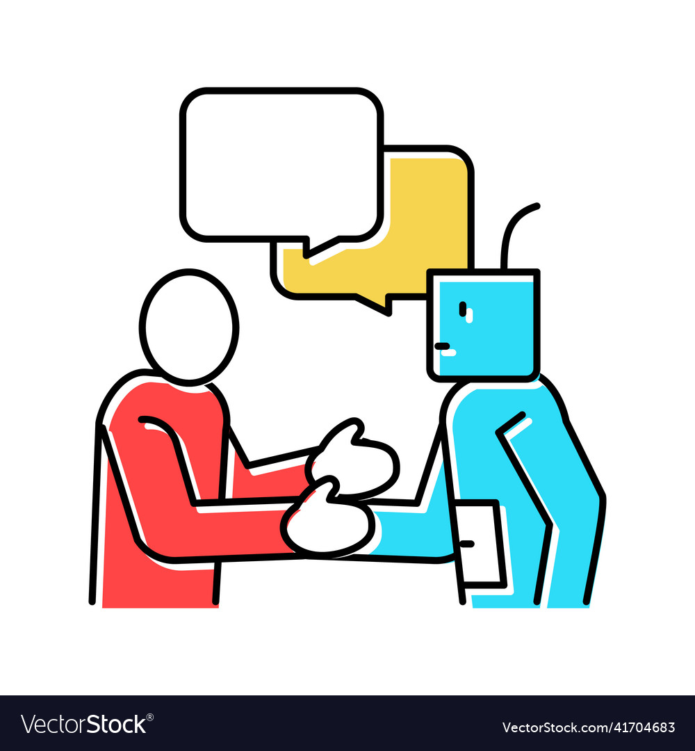 Artificial intelligence work introduction color Vector Image