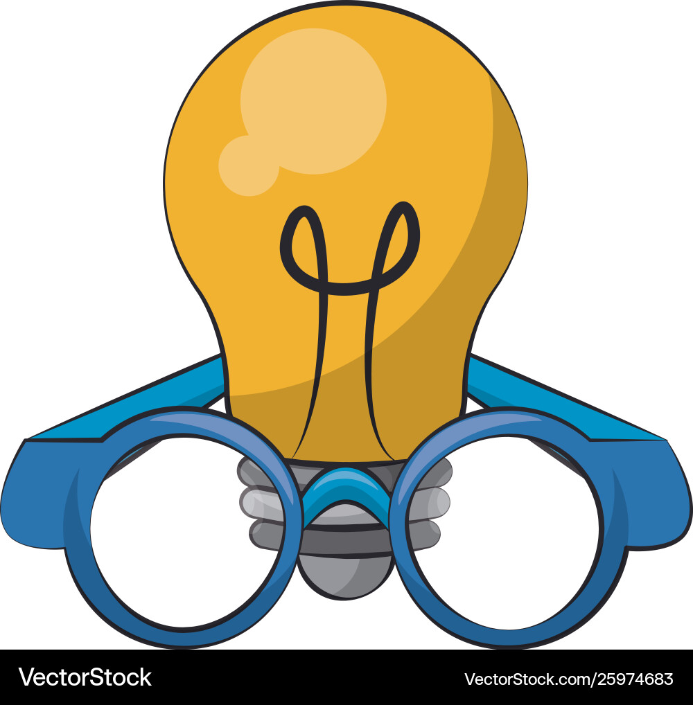 Bulb light and glasses cartoon isolated Royalty Free Vector