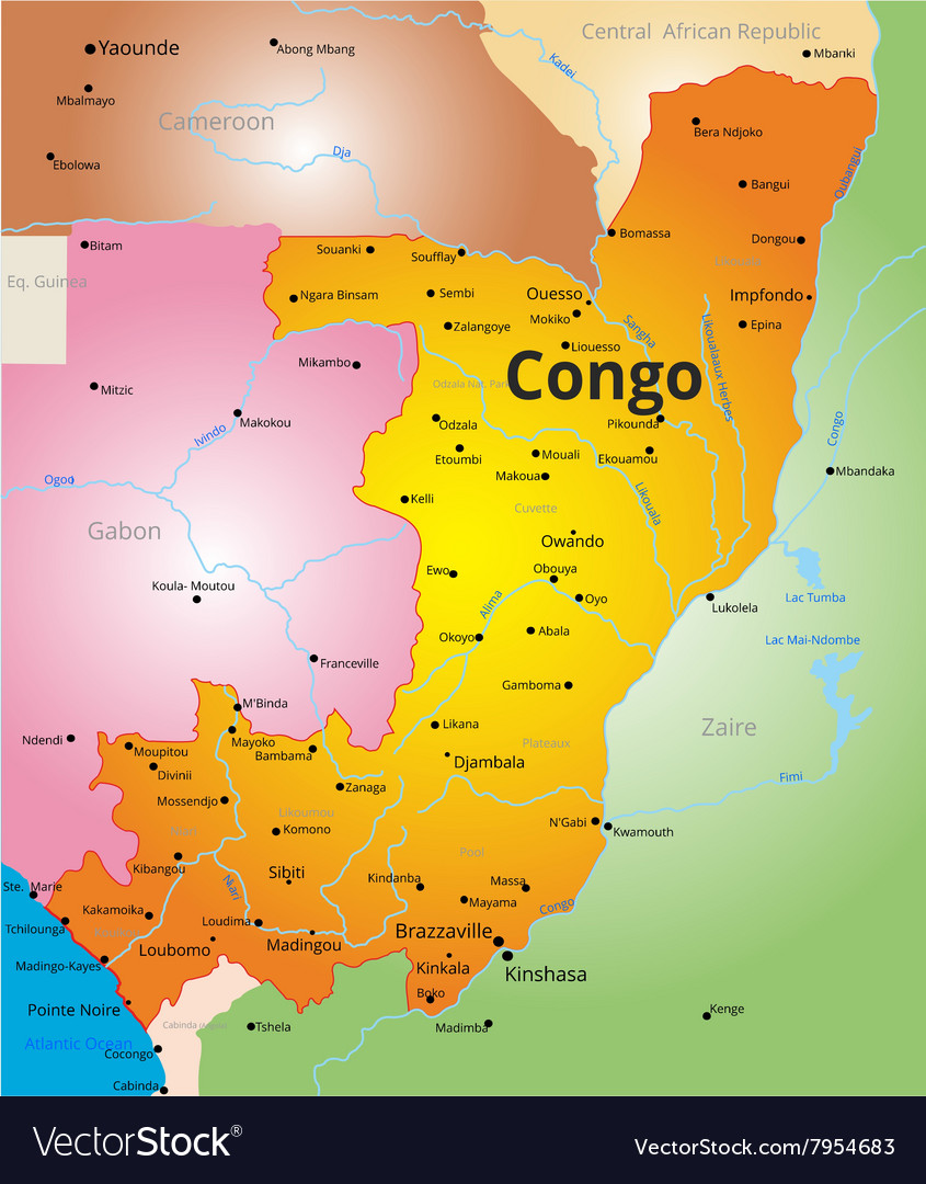 Color map congo Royalty Free Vector Image - VectorStock