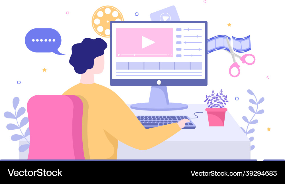 Content creator background of freelancer blogger Vector Image