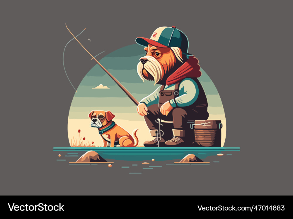 Fisherman dog Royalty Free Vector Image - VectorStock