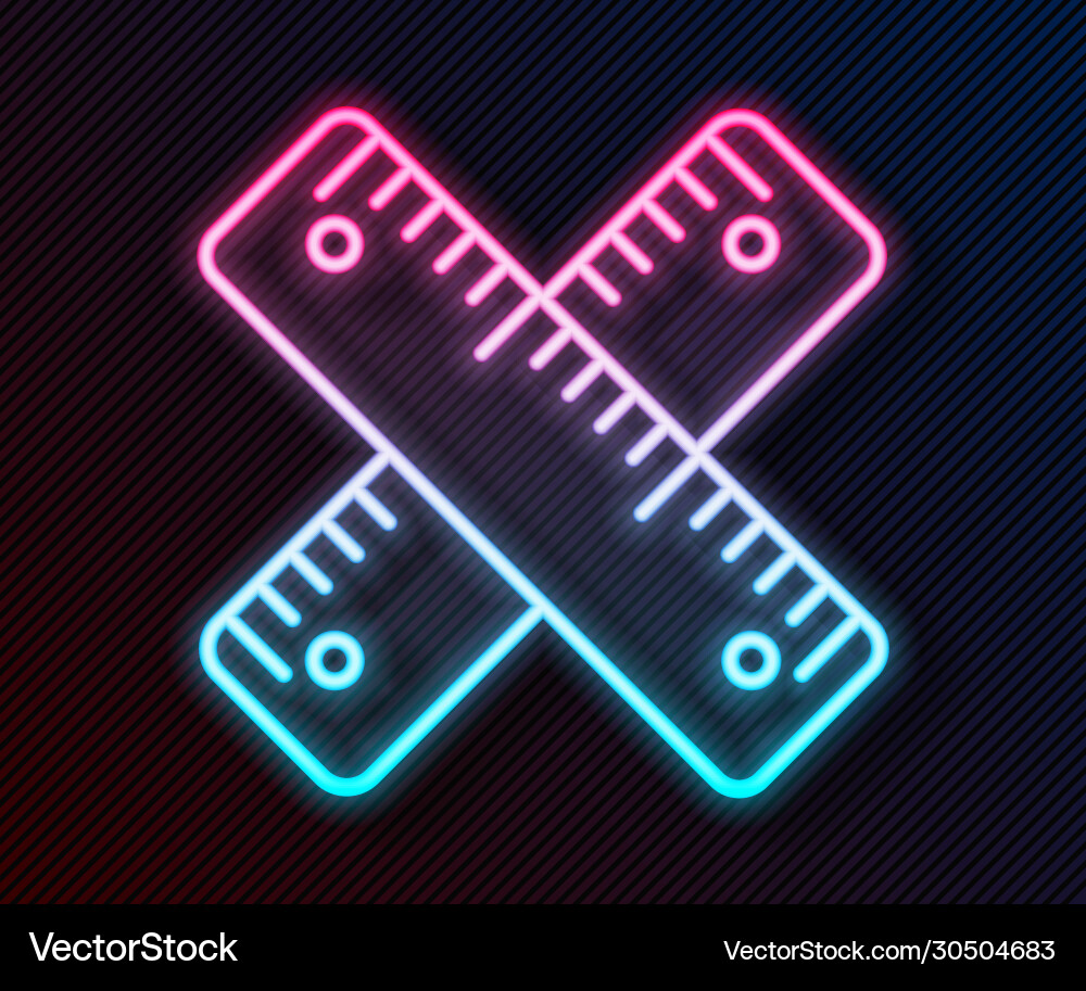 Glowing neon line crossed ruler icon isolated Vector Image