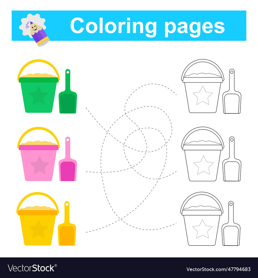 Go through the maze and color the bucket Vector Image