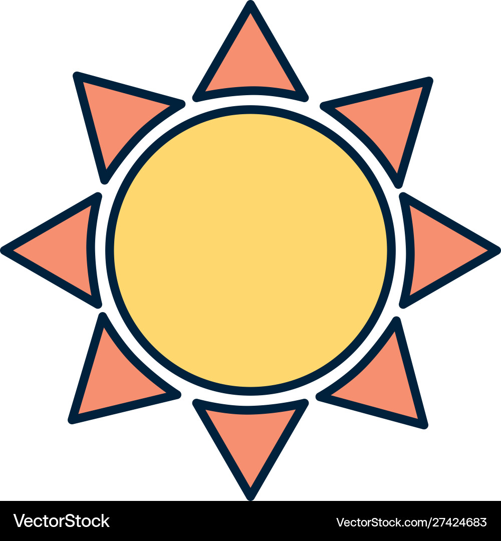 Hot sun climate summer icon line and fill Vector Image