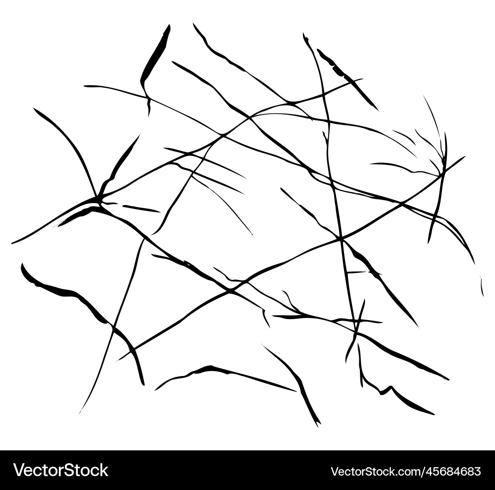 Ice crack realistic sketch black line isolated Vector Image