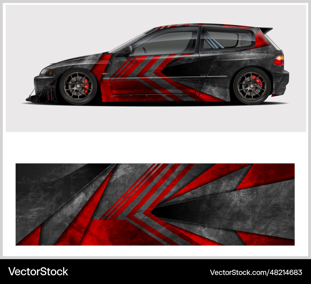 Red car wrap design for vehicle wrap design Vector Image