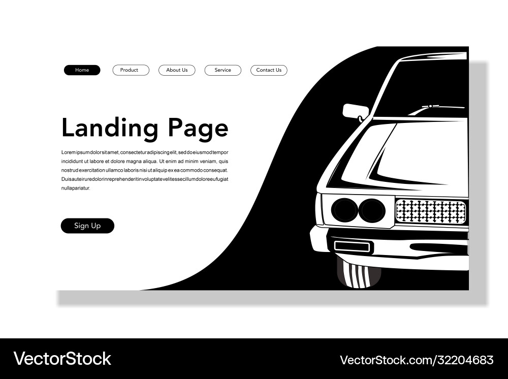 Retrovintageclassic car landing page Royalty Free Vector