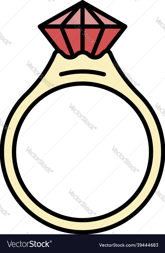 Ruby ring icon color outline Royalty Free Vector Image
