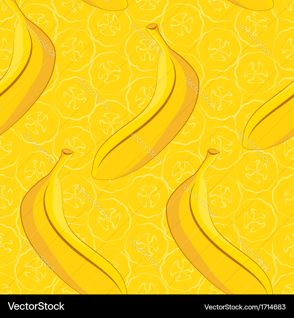 Seamless pattern of yellow banana Royalty Free Vector Image
