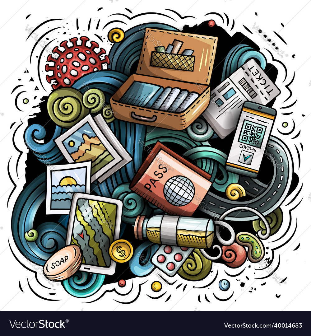 Traveling doodles Royalty Free Vector Image - VectorStock
