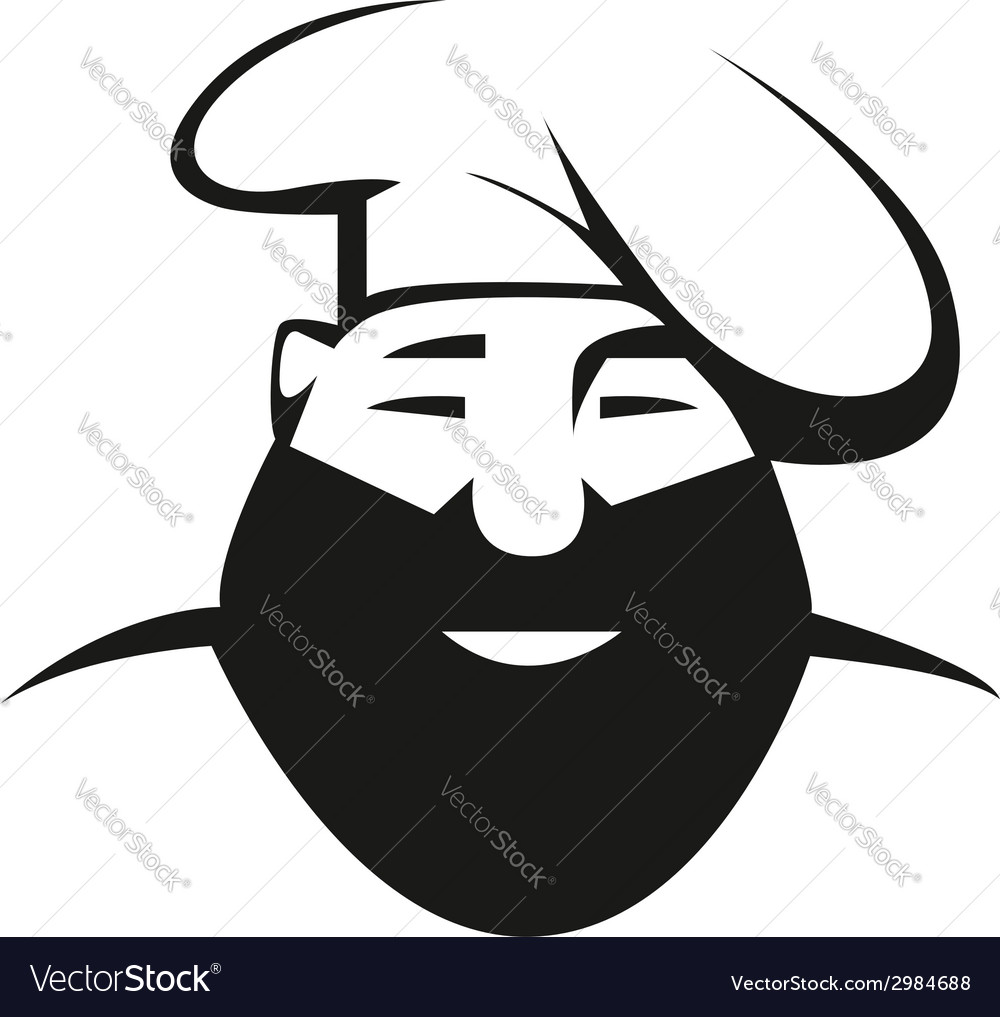 Bearded chef in toque Royalty Free Vector Image